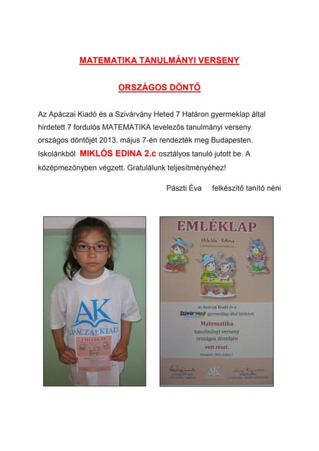 Matyika a szivárványos versenyen | PDF
