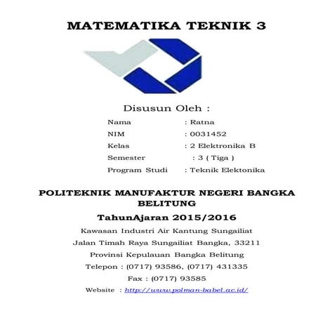 Matematika teknik 3 | DOCX
