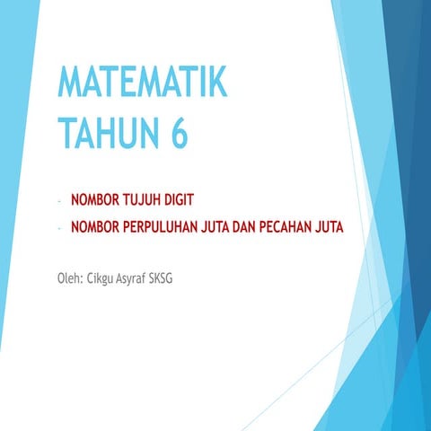 Matematik tahun 6 nombor tujuh digit | PPTX