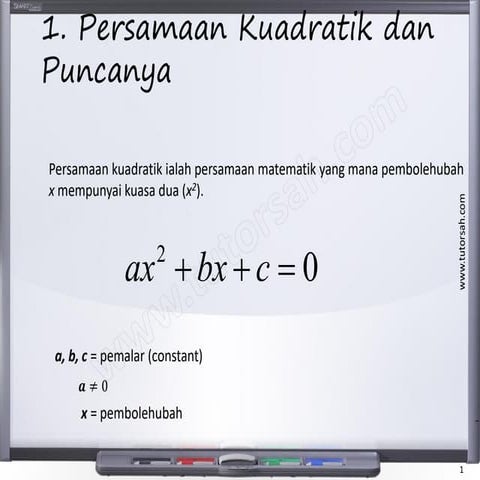 Matematik tambahan tingkatan 4 persamaan kuadratik {add math form 4 ...