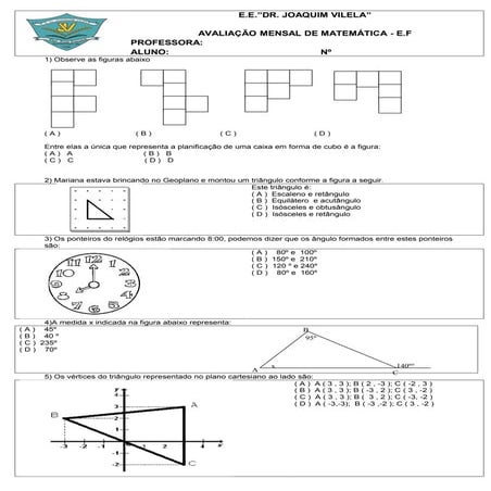 Prova de matematica retas | DOC