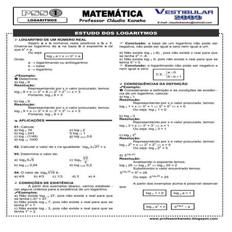 MatemáTica Estudo Dos Log | PDF