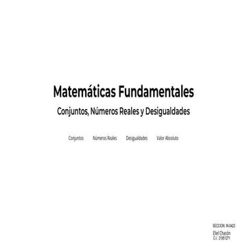 Matemáticas Fundamentales Conjuntos Números Reales y Desigualdades | PDF