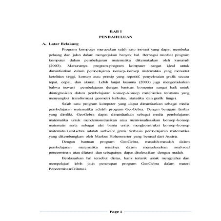 Konsep Pencerminan dan Dilatasi menggunakan GeoGebra | DOCX