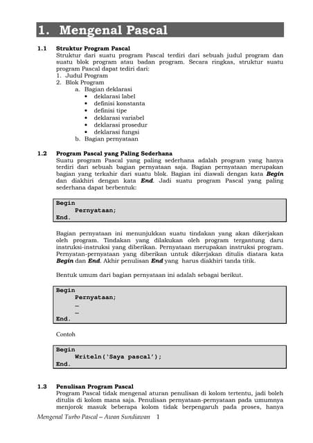 contoh pascal : mencari bilangan prima | PDF
