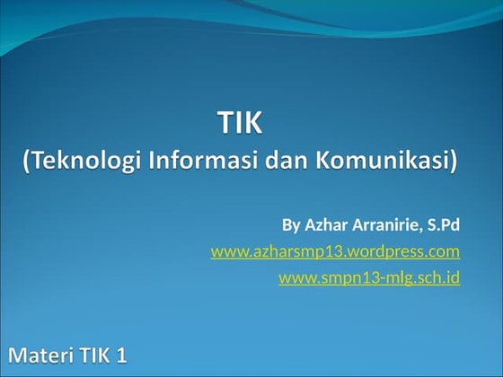 Pengertian dan pengenalan TIK dasar untuk sd | PPT