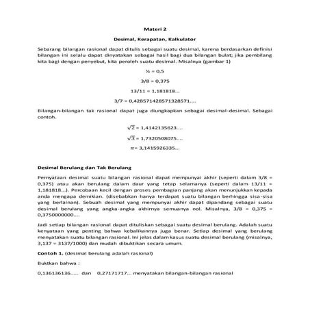Desimal, kerapatan dan kalkulator | DOCX