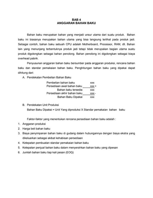 PENYUSUNAN ANGGARAN BAHAN BAKU | PPTX