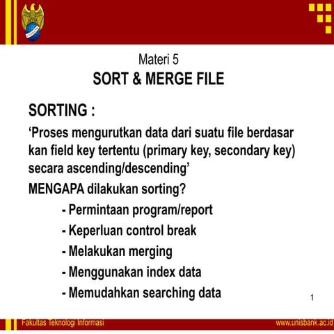 The process of sorting data from a file based on a specific key field ...