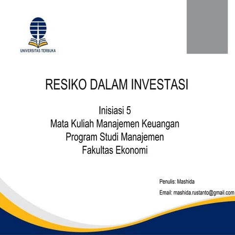 Resiko dalam melakukan Investasi atau penanaman modal di suatu usaha.pptx