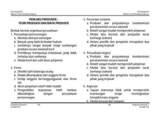 Teori Biaya Produksi | PPT