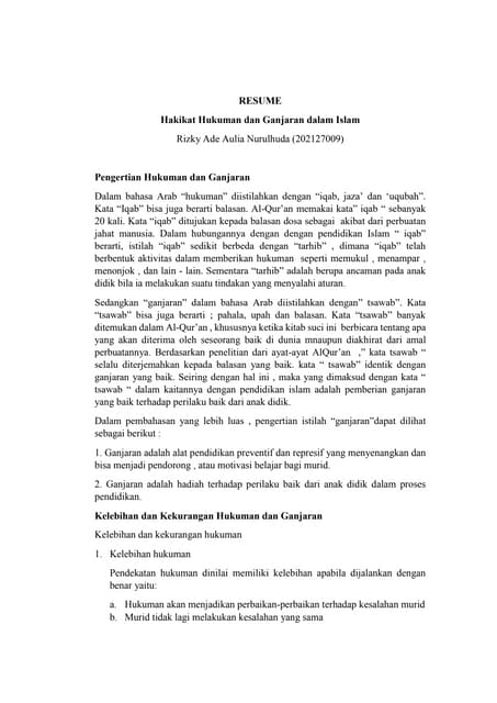 resume 7 hakikat ganjaran dan hukuman dalam falsafah pendidikan Islam.docx
