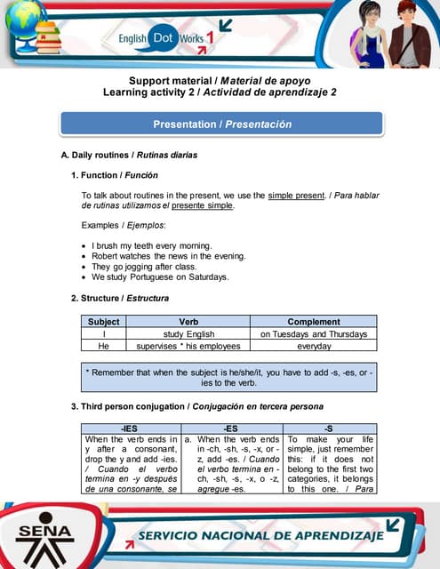 Daily routine- Present simple tense | PPTX