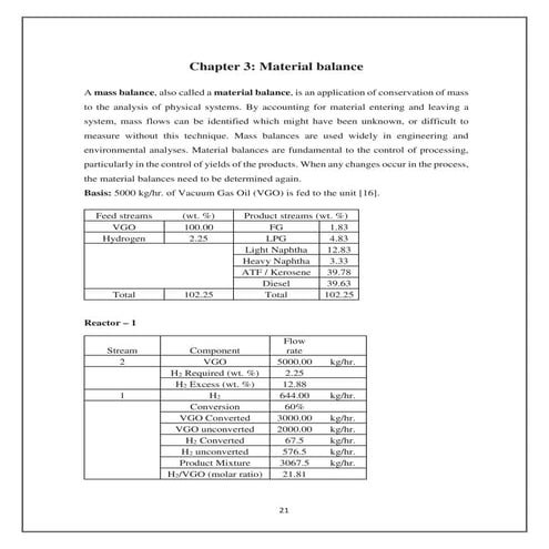 Diesel Production: Material Balance | PDF