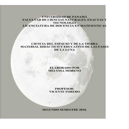 Hoja De Trabajo Sobre Las Fases De La Luna En Formato Pdf