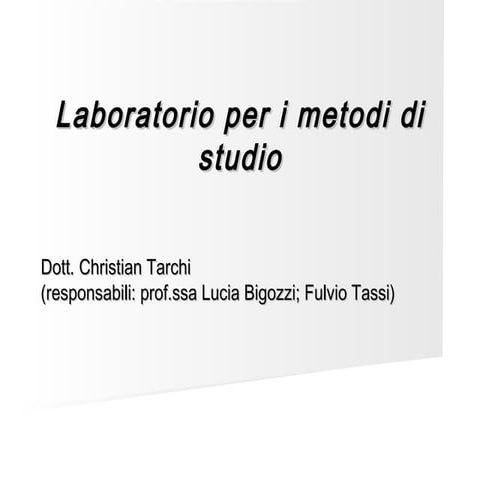 Materiale informativo laboratorio_metodo di studio | PPT