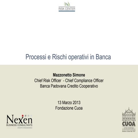 Processi e Rischi operativi in Banca | PDF