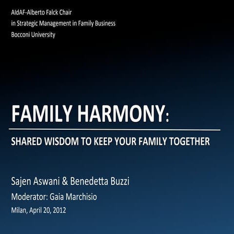 Family harmony: shared wisdom to keep your family together | PDF