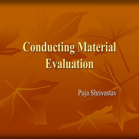 Conducting Material Evaluation | PPT