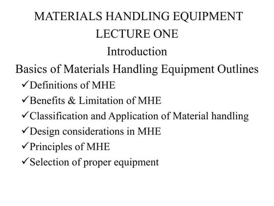 material handling equipment | PPTX