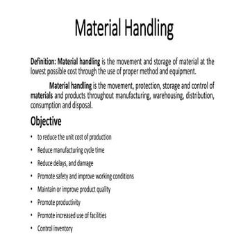 Material handling | PPTX | Logistics | Business