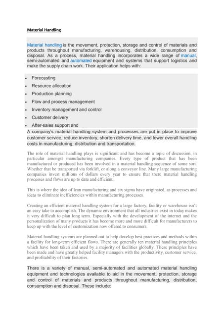 Material handling industry | PPTX