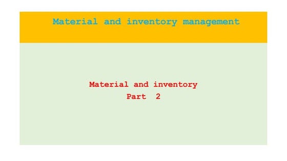 Unit 1 materials management | PPTX | Logistics | Business