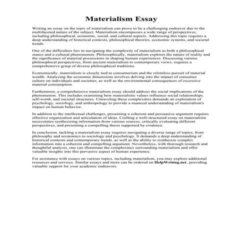 Materialism Essay | PDF