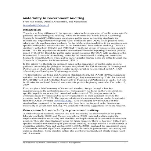 Materiality in government auditing | PDF