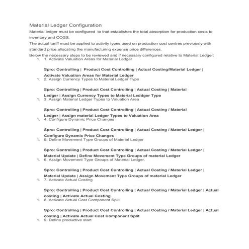 Material ledger configuration | DOC