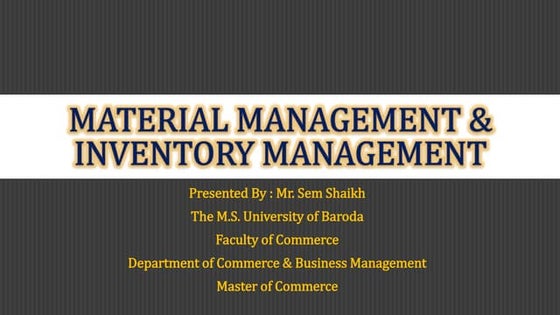 integrated material management | PPT