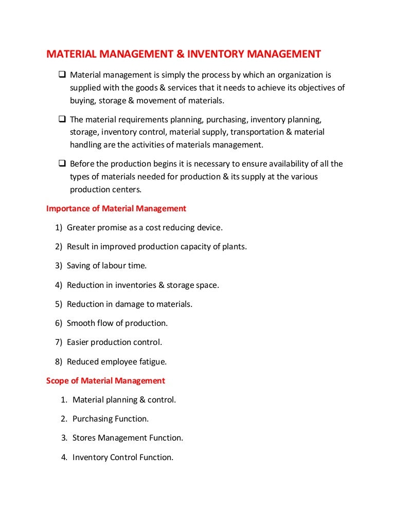 Material management