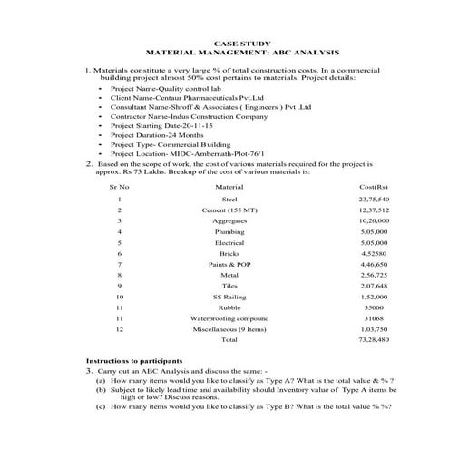 Material Management Case study in constructionpdf | PDF | Civil Engineering Industry | Industries