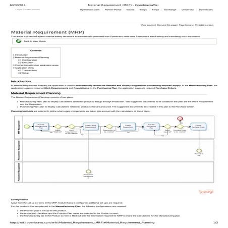 Material requirement Planning (mrp) openbravo | PDF