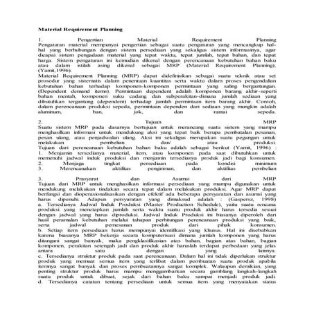 Material requirement planning | DOCX