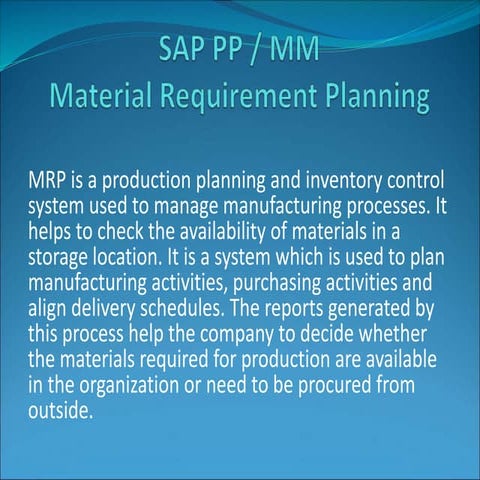 SAP MM PP Material requirement planning | PPT