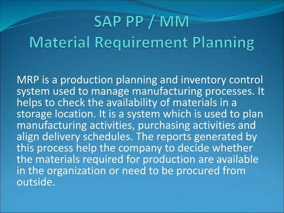Sap mrp-configuration-pp | DOCX | Business | Business and Finance
