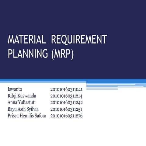 MRP Material Requirement Planning | PPTX