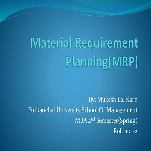 Material requirement planning(mrp) | PPTX | Business Accounting ...