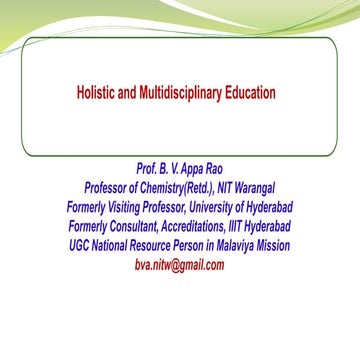 Holistic and multidisciplinary education | PDF