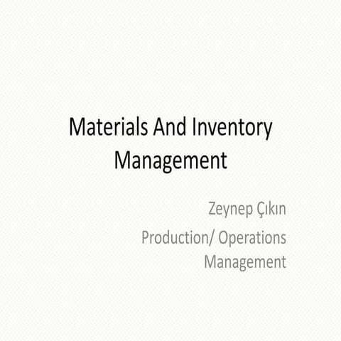 Materials and inventory management | PPT