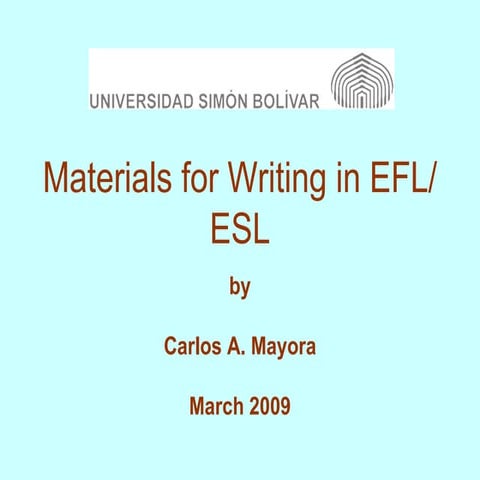 Materials For Writing In Efl | PPT