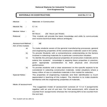 NCIT civil Syllabus 2013-2014 | DOCX