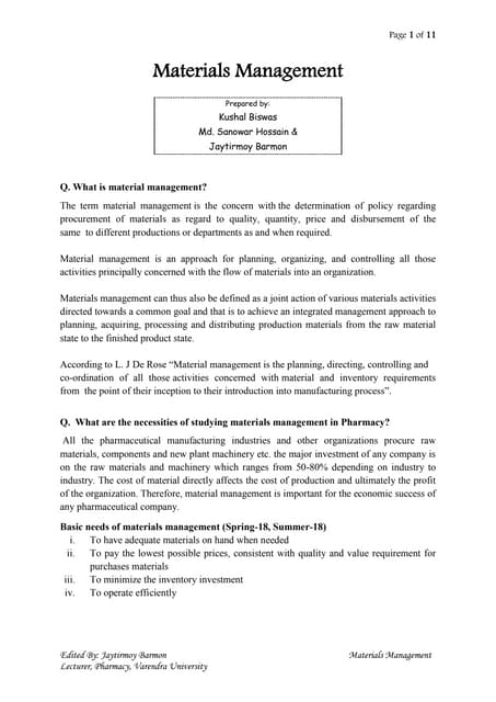 Material management | PDF