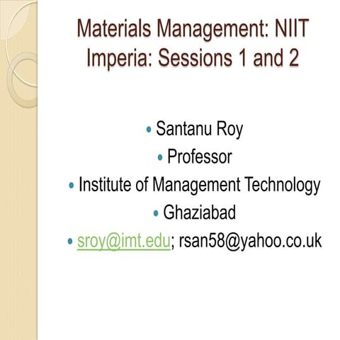 Materials management sessions 1 and 2 | PDF
