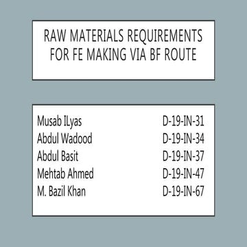 Raw Material for Iron Making | PPT