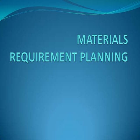Materials requirement planning | PPT