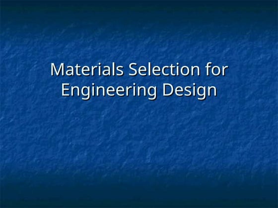 Material Selection | PPT