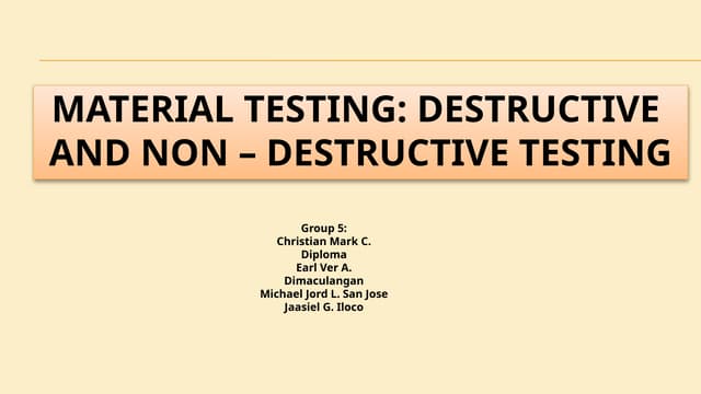 What is material testing and its various types? | PDF
