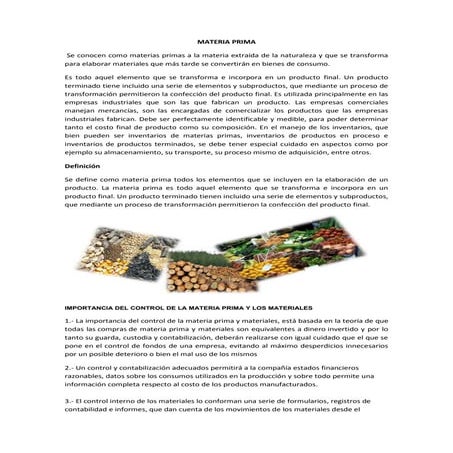 Materia prima,MO,cif | DOCX